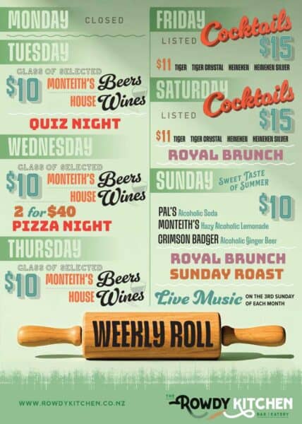 Upcoming Events & Specials | What’s On at Rowdy Kitchen Christchurch.