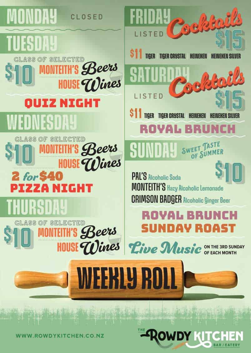 Upcoming Events & Specials | What’s On at Rowdy Kitchen Christchurch.